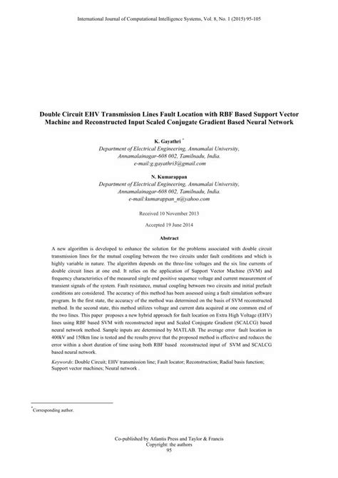 Pdf Double Circuit Ehv Transmission Lines Fault Location With