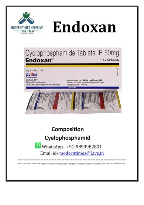 Endoxan 50mg Tablet At Best Price In New Delhi By Modern Times Helpline