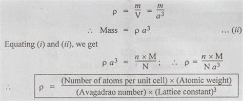 Relation Between Lattice Constant A And Density ρ Crystal Physics