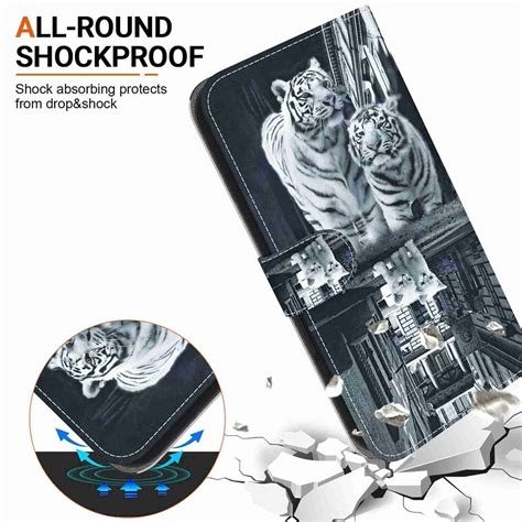 For Honor X A Crystal Texture Colored Drawing Leather Phone Case Cat Tiger Reflection