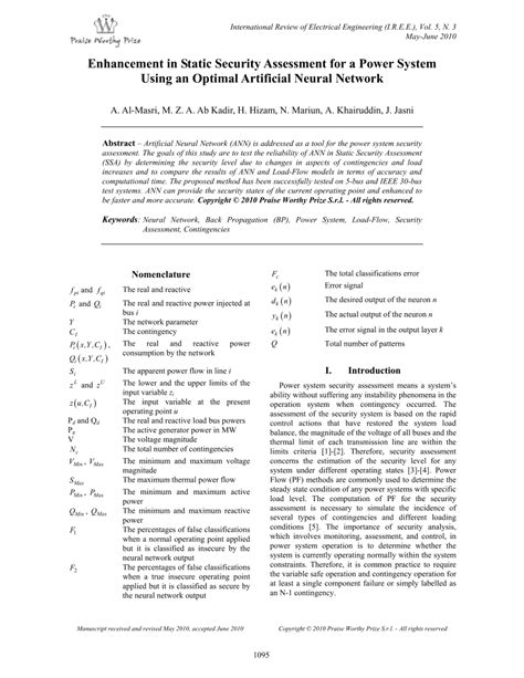 Pdf Enhancement In Static Security Assessment For A Power System Using An Optimal Artificial