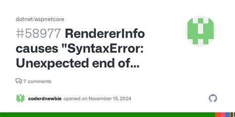 Rendererinfo Causes Syntaxerror Unexpected End Of Json Input · Issue 58977 · Dotnet