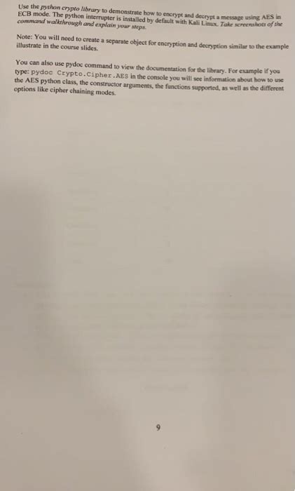 Solved Use The Python Crypto Library To Demonstrate How To