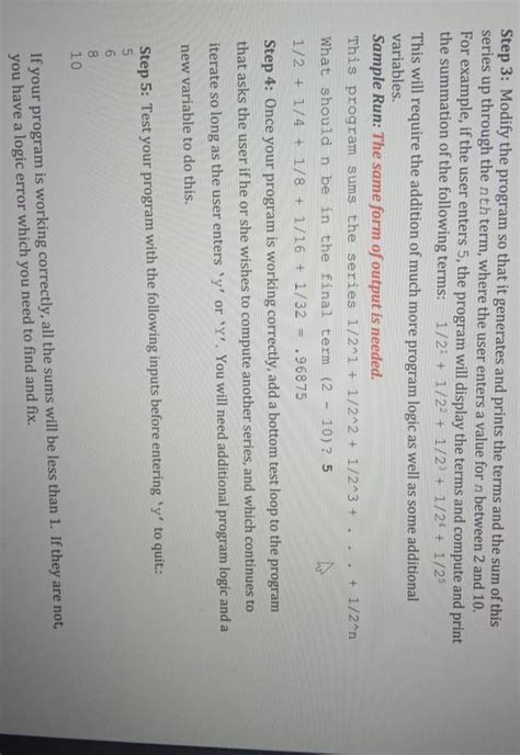 solved step 3 modify the program so that it generates and