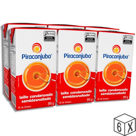 Pack 6 Unidades Leite Condensado Semidesnatado Piracanjuba 395g Kit