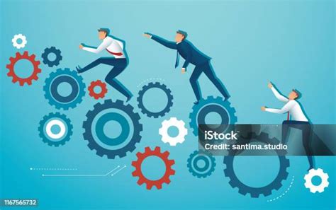 비즈니스 사람들 등반 기어 톱니바퀴 휠 벡터 일러스트 Eps10 개념에 대한 스톡 벡터 아트 및 기타 이미지 개념 결정 경영자 Istock