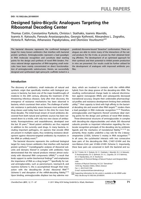 Pdf Designed Spiro Bicyclic Analogues Targeting The Ribosomal Decoding Center