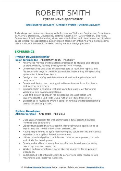 10 Python Developer Resume Samples And Templates For 2025