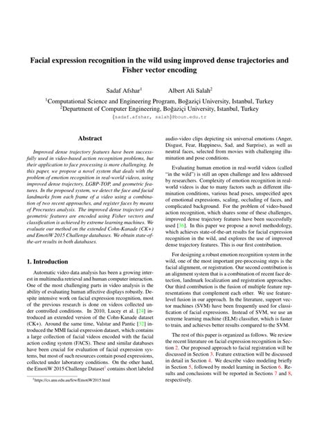 Pdf Facial Expression Recognition In The Wild Using Improved Dense