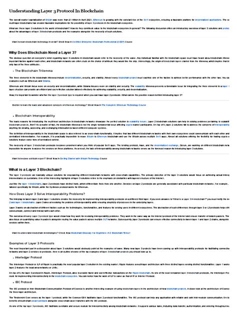 Understanding Layer 3 Protocol In Blockchain 101 Blockchains Pdf