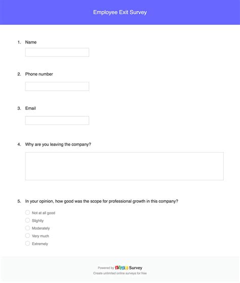 Employee Exit Survey Template Zoho Survey