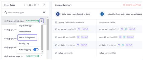 resizing string columns in the destination hevo data