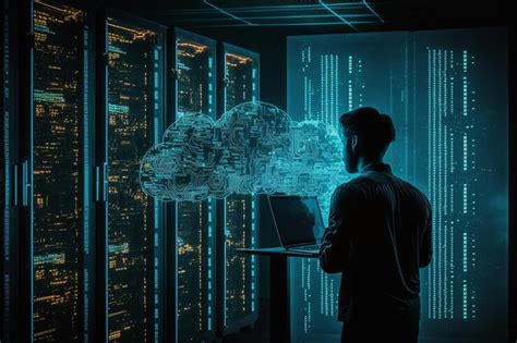 Premium Photo Linking Computer To Cloud With Server Connection Online