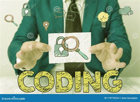 Handwriting Text Coding Concept Meaning Assigning Code To Something For Classification