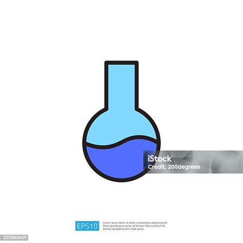 과학 교육 및 연구 테마에서 푸른 액체로 채워진 실험실 플라스크의 다채로운 아이콘 0명에 대한 스톡 벡터 아트 및 기타 이미지 0명 감시 개발 Istock