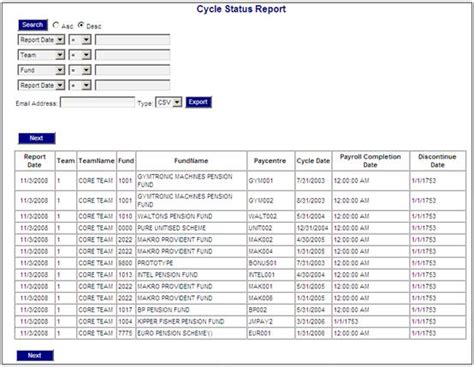 Cycle Status System Reports Exception Reports