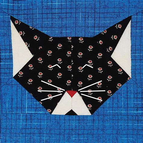 Happy Cat Cat Quilt BLOCK Pattern Kitty Quilt Block Etsy