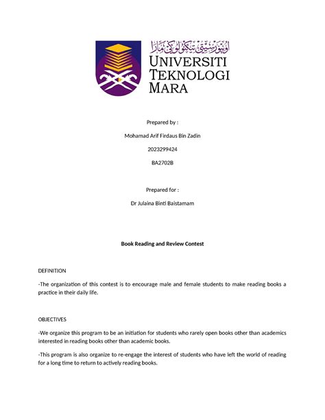 individual assignment event planning report prepared by mohamad