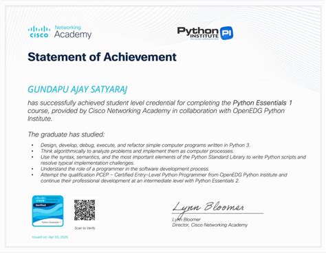 python cisconetworkingacademy openedg certification… ajay