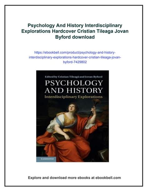 Psychology And History Interdisciplinary Explorations Hardcover Cristian Tileaga Jovan Byford Pdf