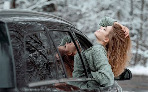 Фото с машиной девушки зимой 79 фото
