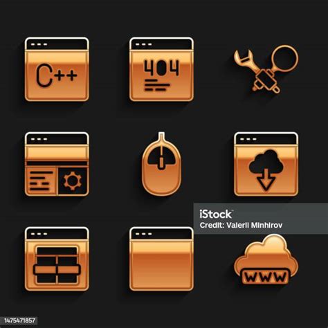 컴퓨터 마우스 브라우저 창 웹 개발 클라우드 기술 데이터 전송 Mysql 코드 디버깅 및 소프트웨어 아이콘을 설정합니다 벡터 도박에 대한 스톡 벡터 아트 및 기타 이미지