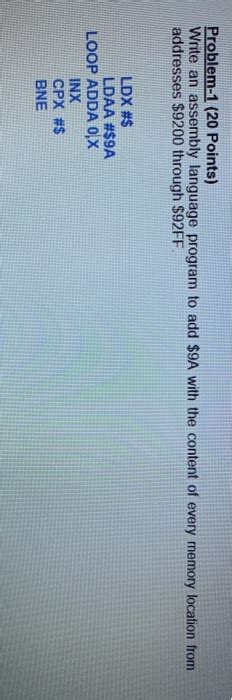 Solved Problem 1 20 Points Write An Assembly Language