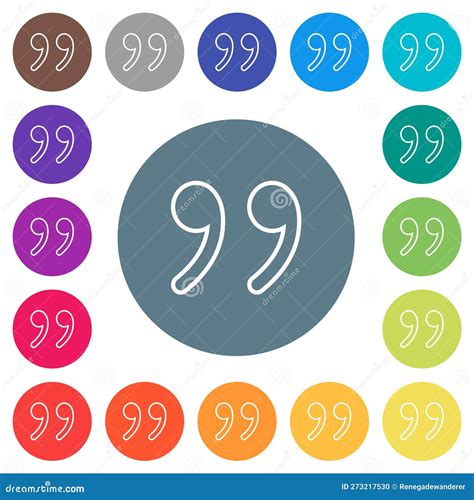 Quotation Mark Outline Flat White Icons On Round Color Backgrounds