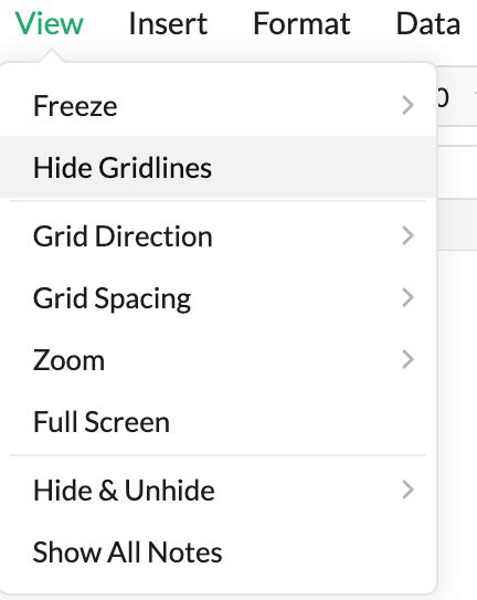 Hideunhide The Grid Lines In A Sheet