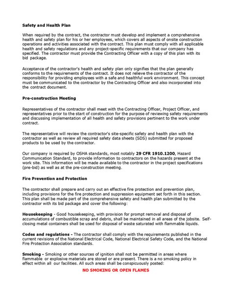 Contractor Safety Program Template