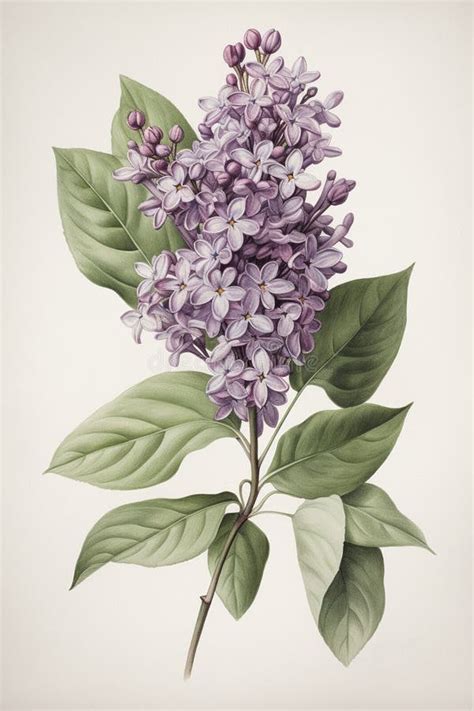 Lilac Flower Drawing Generative Ai Stock Illustration Illustration