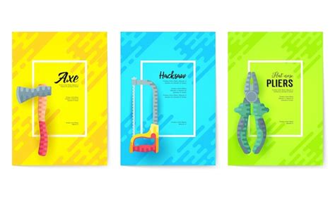 다른 건설 회사 카드 플라이어 포스터 책 표지 배너의 작업 도구 템플릿 프리미엄 벡터