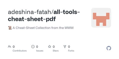Github Adeshina Fatahall Tools Cheat Sheet Pdf 📜 A Cheat Sheet Collection From The