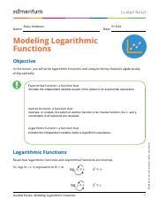 Exploring Logarithmic Functions Features Graphs Course Hero