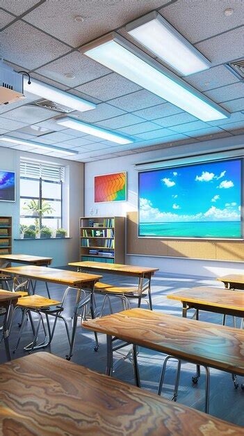 Interactive Smart Classroom With Iot In Education Premium Ai Generated Image