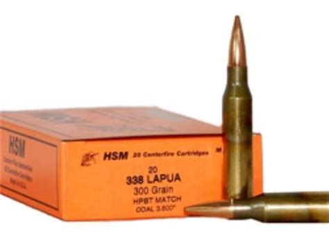 Hsm 338 Lapua Magnum 300gr Boat Tail Hollow Point 20rd Box Impact Guns