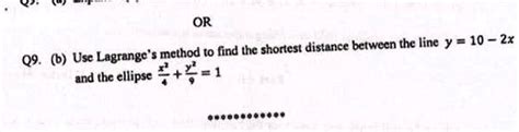 SOLVED OR Distance Betwcen The Line Y 10 2x 60 B Usc Lagrange