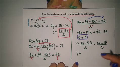 5 Sistemas De Equações De 1º Grau Método Da Substituição