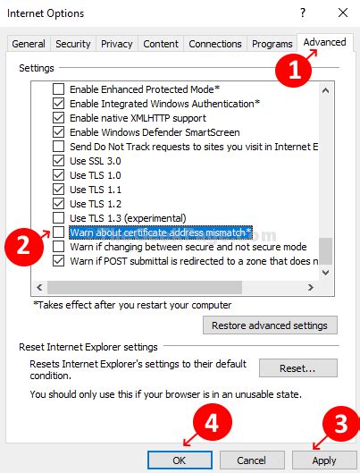 There Is A Problem With This Websites Security Certificate Message