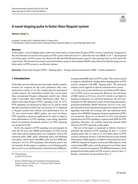 A Novel Shaping Pulse In Faster Than Nyquist System