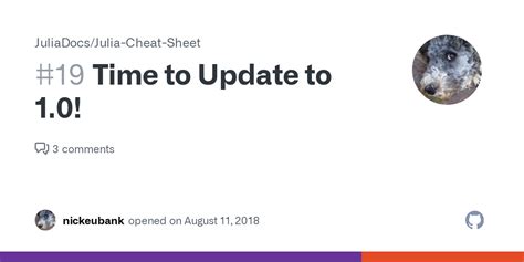 Time To Update To 10 · Issue 19 · Juliadocsjulia Cheat Sheet · Github