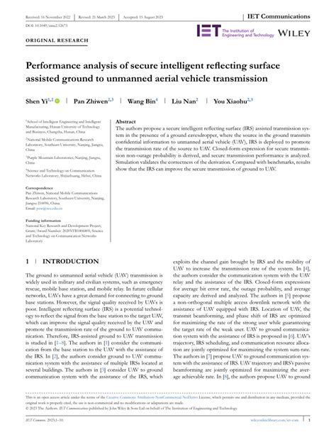 Pdf Performance Analysis Of Secure Intelligent Reflecting Surface Assisted Ground To Unmanned