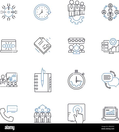 Professional Cooperation Line Icons Collection Collaboration Teamwork Synergy Partnership