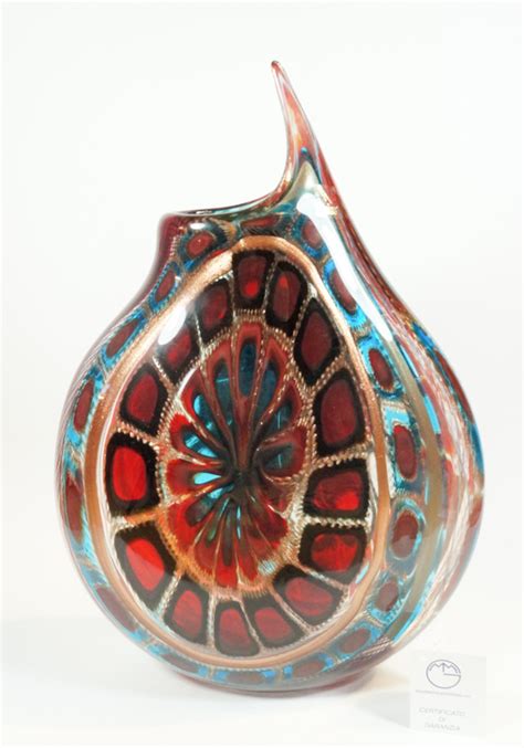 Lebian Exclusive Venetian Glass Vase With Murrina Made Murano Glass Made Murano Glass