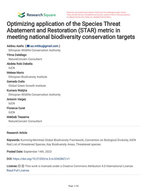 pdf optimizing application of the species threat abatement and