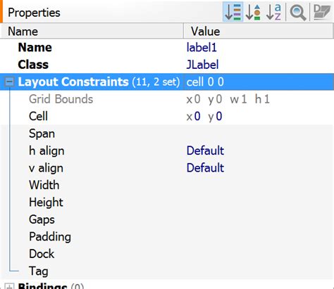 Layout Constraints Properties Jformdesigner Javaswing Gui Designer