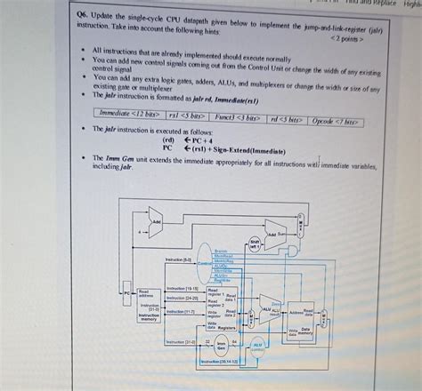 solved q6 update the single cycle cpu datapath given below