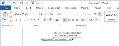 How To Follow Hyperlinks In Word 2013 Without Holding Down The Ctrl Key