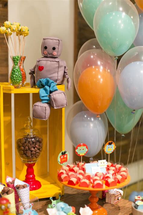 Karas Party Ideas Robot Themed 4th Birthday Party Karas Party Ideas