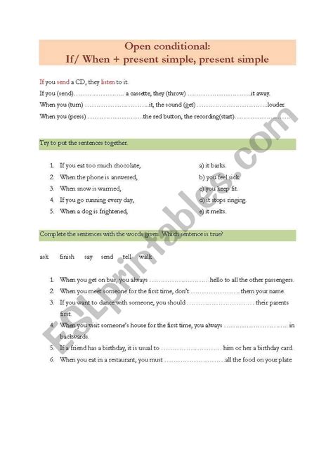 Zero Conditional ESL Worksheet By Framboises Zero Conditional ESL Worksheet By Framboises